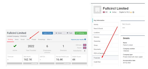 Checking Company Financials - comparison with DueDil WebApp – FullCircl ...