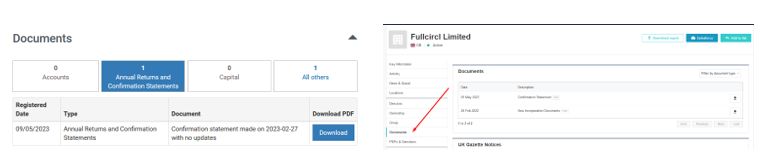 Checking Company Financials - comparison with DueDil WebApp – FullCircl ...